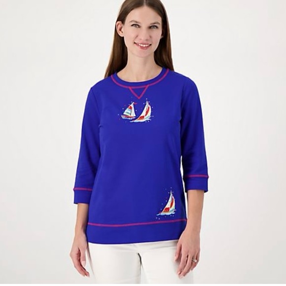 Quacker Factory | Tops | Quacker Factory French Terry 34 Sleeve Top In ...